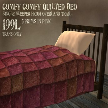 Second Life Marketplace - Comfy Quilted Bed in Pink